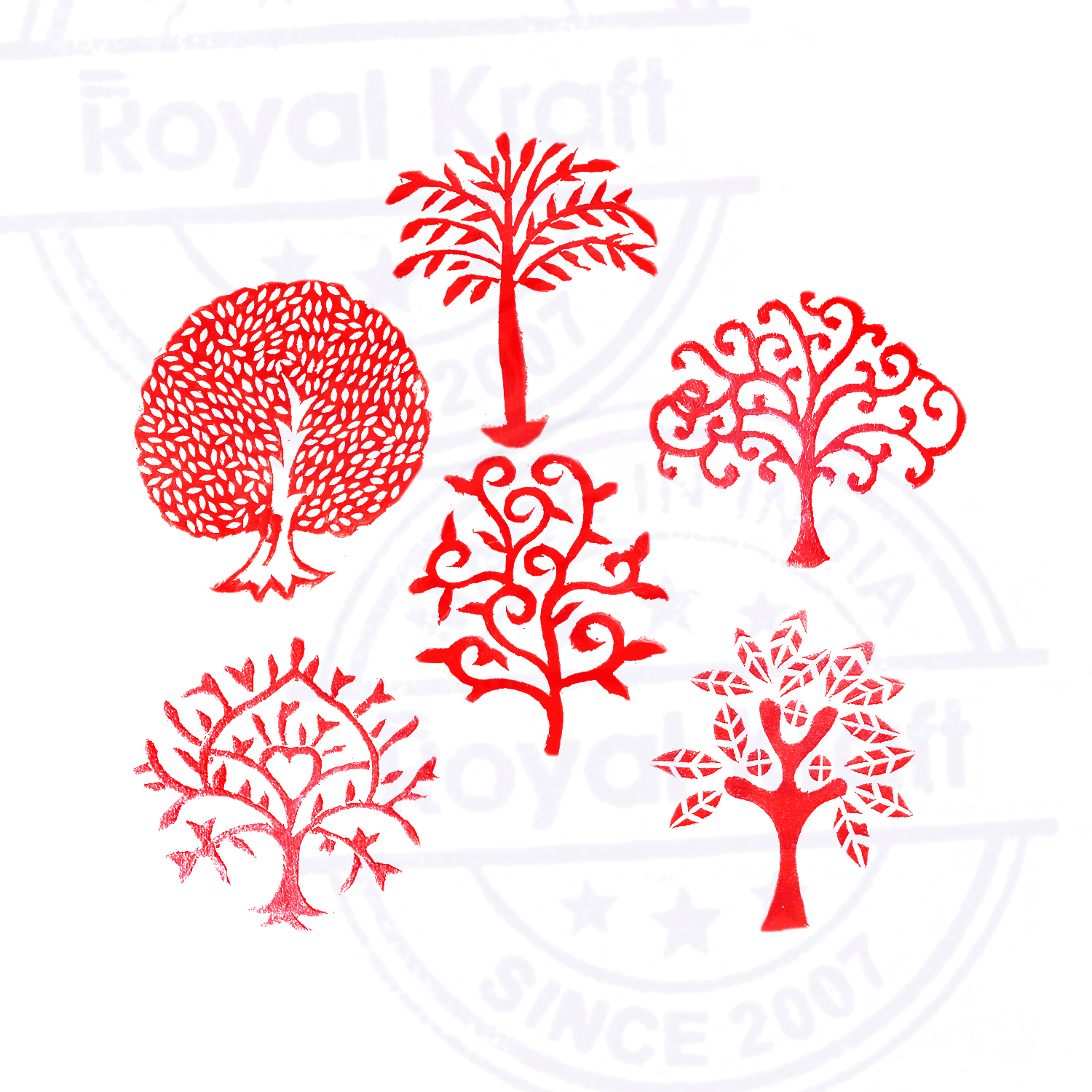 Fabric Wood Stamps Urban Tree Design Printing Blocks (Set of 6) - Royal ...